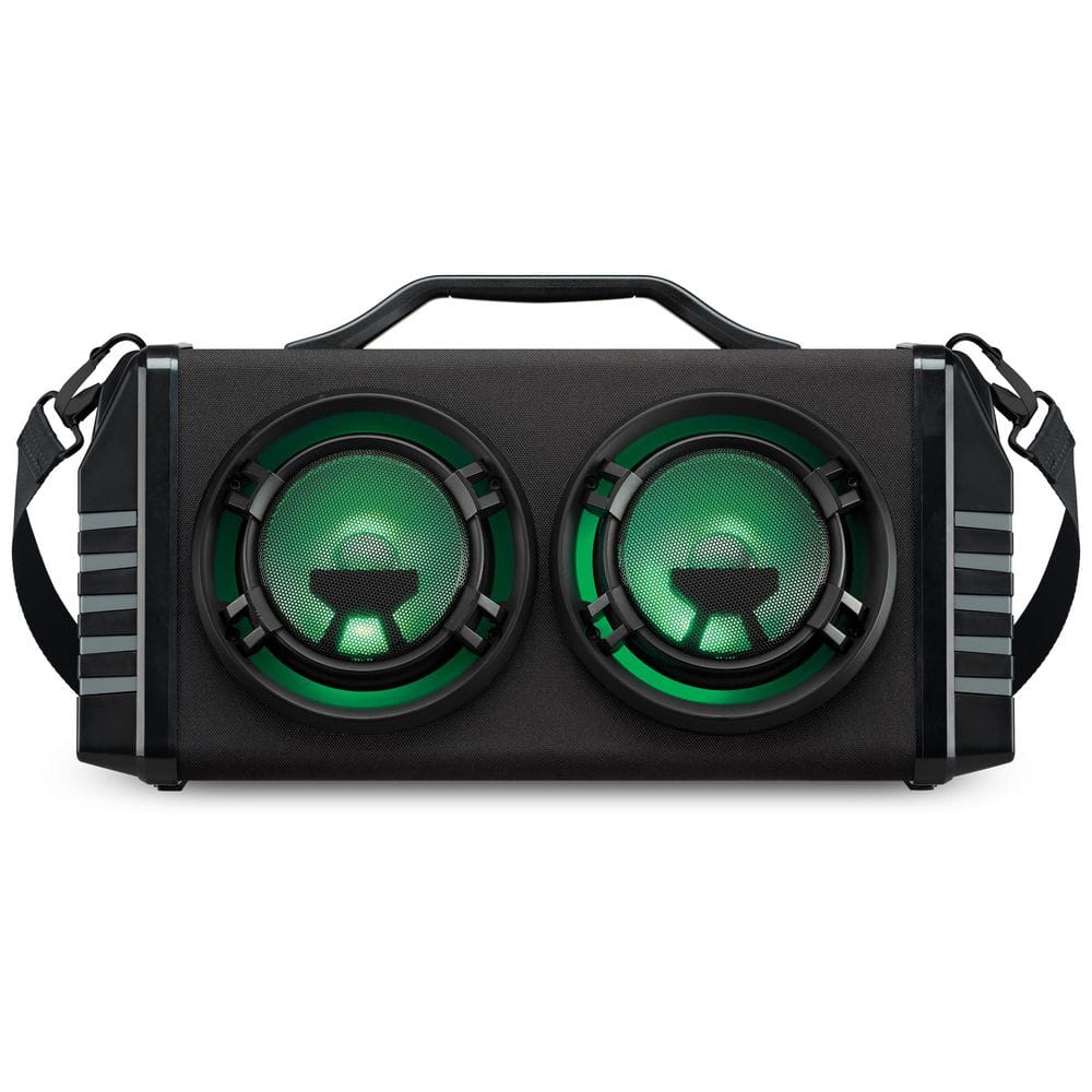 iLive Portable Bluetooth Boombox with FM Radio and 2-Microphone Inputs ...