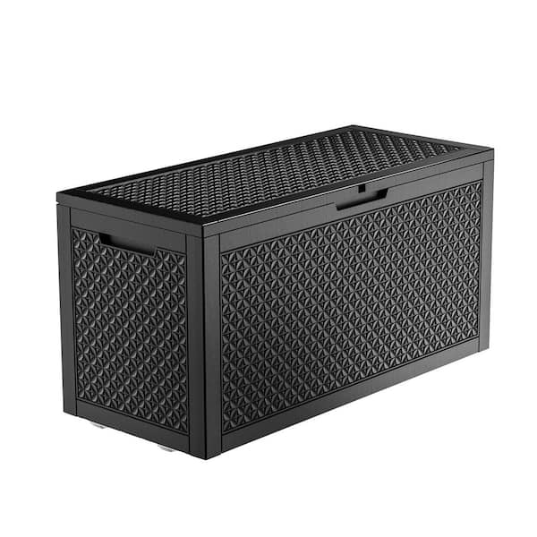 Lycvki 100 Gal. Black Resin Outdoor Waterproof Storage Housing Deck Box ...
