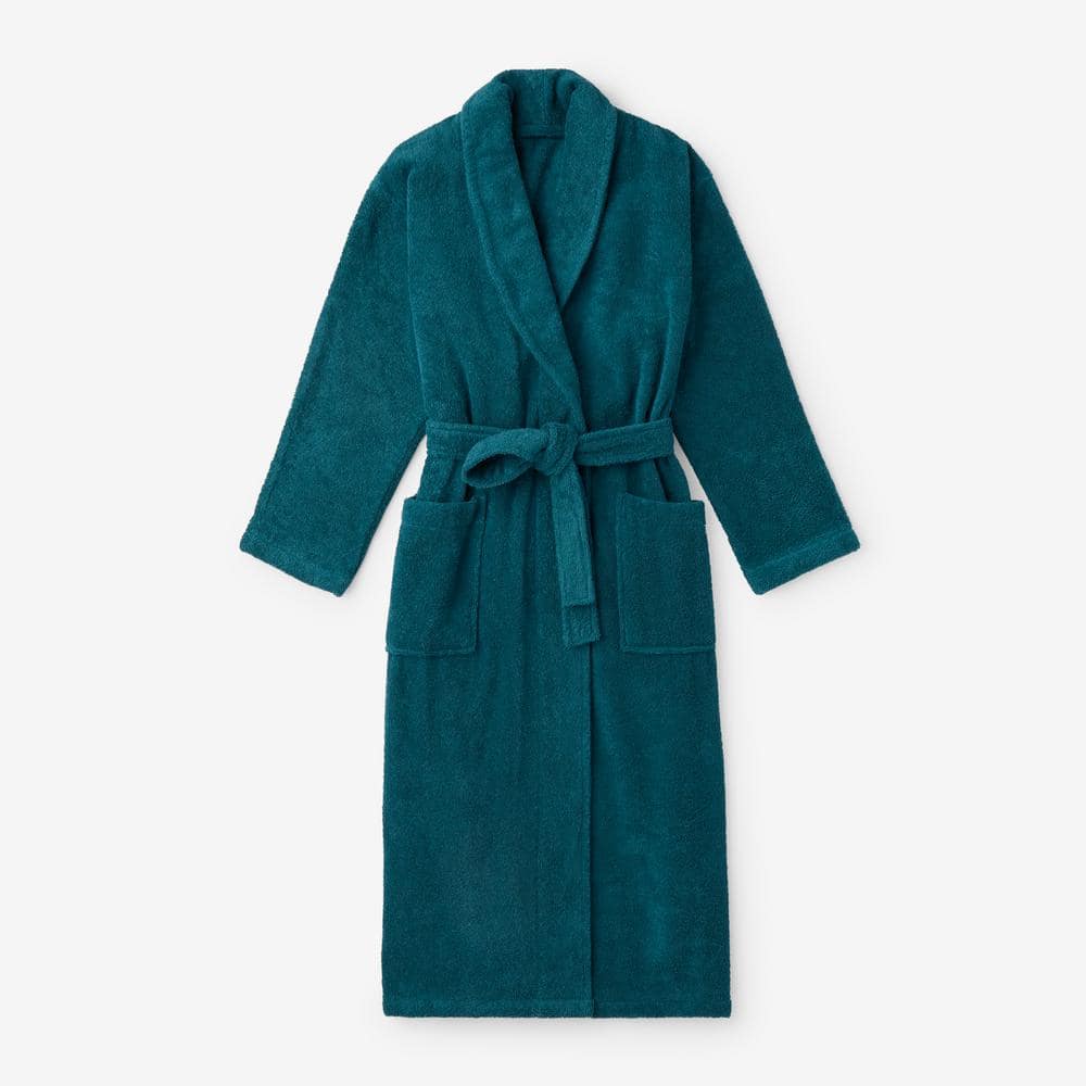 The Company Store Women's Medium Deep Teal Turkish Cotton Long Robe ...