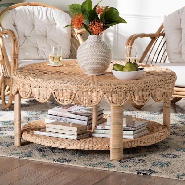bali & pari Latoya 39.4 Natural Brown Round Rattan Coffee Table 267 ...