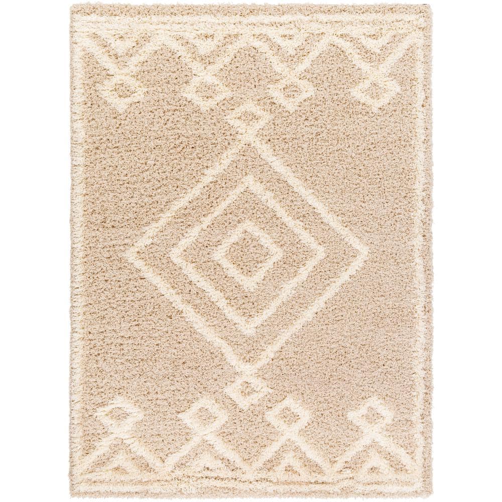 Livabliss Urban Shag Beige Medallion 7 ft. x 10 ft. Indoor Area Rug ...