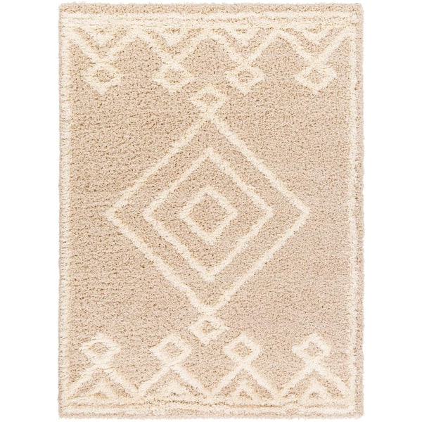 Livabliss Urban Shag Beige Medallion 8 ft. x 10 ft. Indoor Area Rug ...