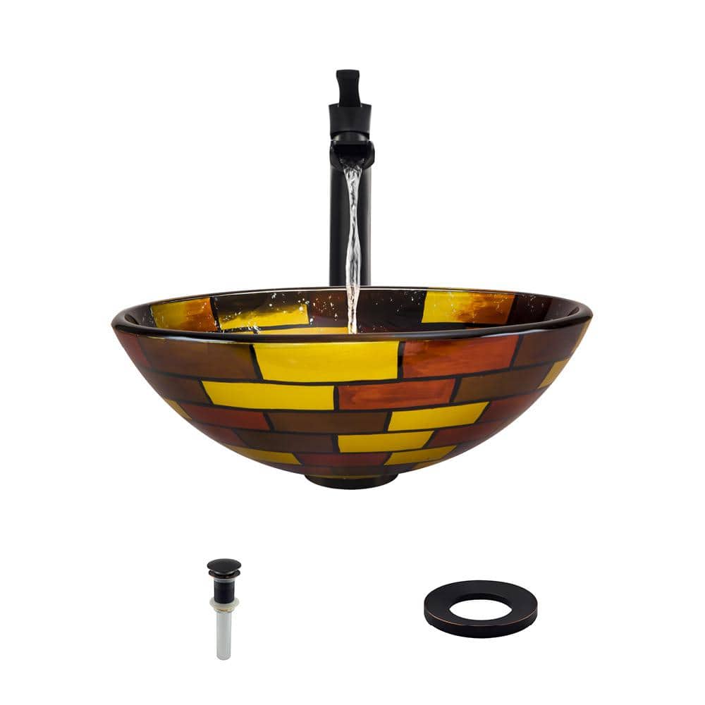 MR Direct Glass Vessel Sink in Stained Glass with 731 Faucet and Pop-Up ...