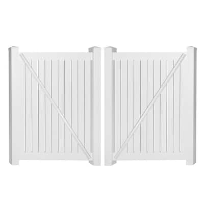 Weatherables Hanover 8 ft. W x 5 ft. H White Vinyl Pool Fence Double ...