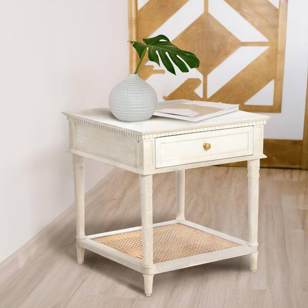 White cane side table store