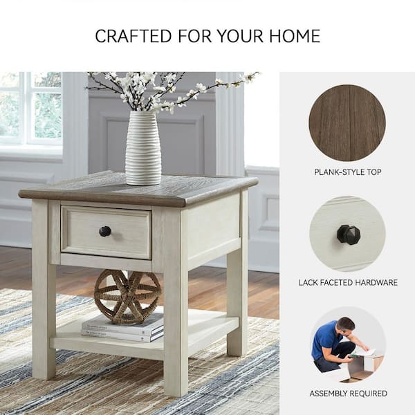 Signature DESIGN BY ASHLEY Bolanburg 24 in. White / Dark Brown ...
