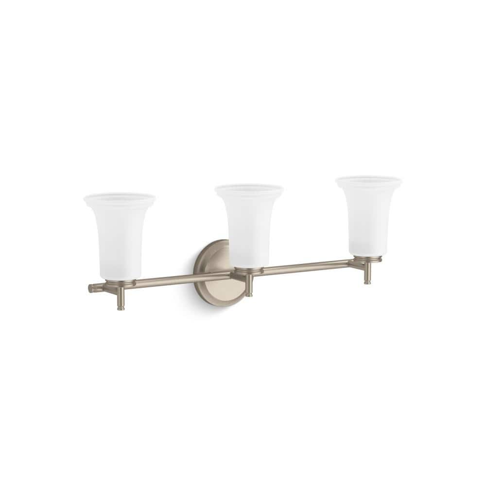 KOHLER Bellera 3-Light Brushed Nickel Wall Sconce With Frosted Shade ...