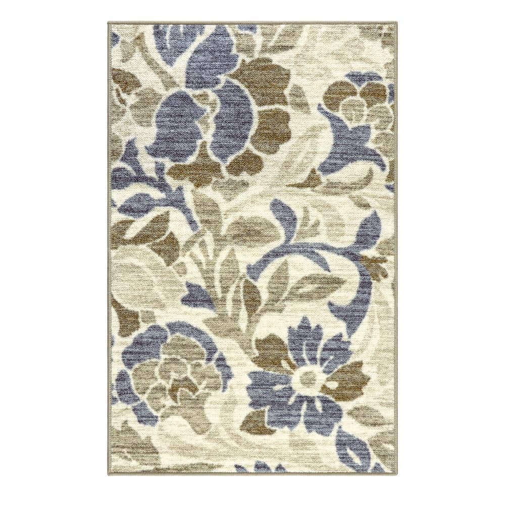 SUPERIOR Roselyn 8 ft. x 10 ft. Beige Floral Indoor Non-Slip Area Rug ...