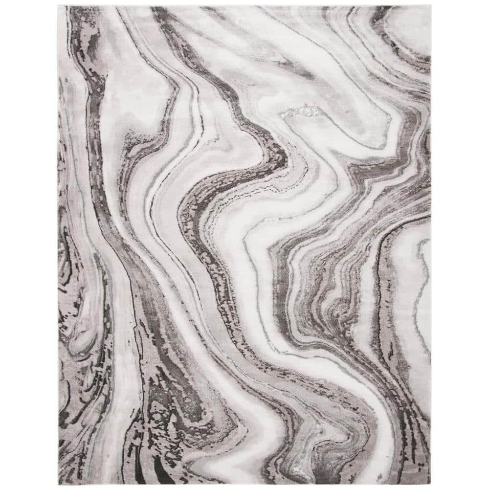 SAFAVIEH Craft Gray/Silver 11 ft. x 14 ft. Marbled Abstract Area Rug ...
