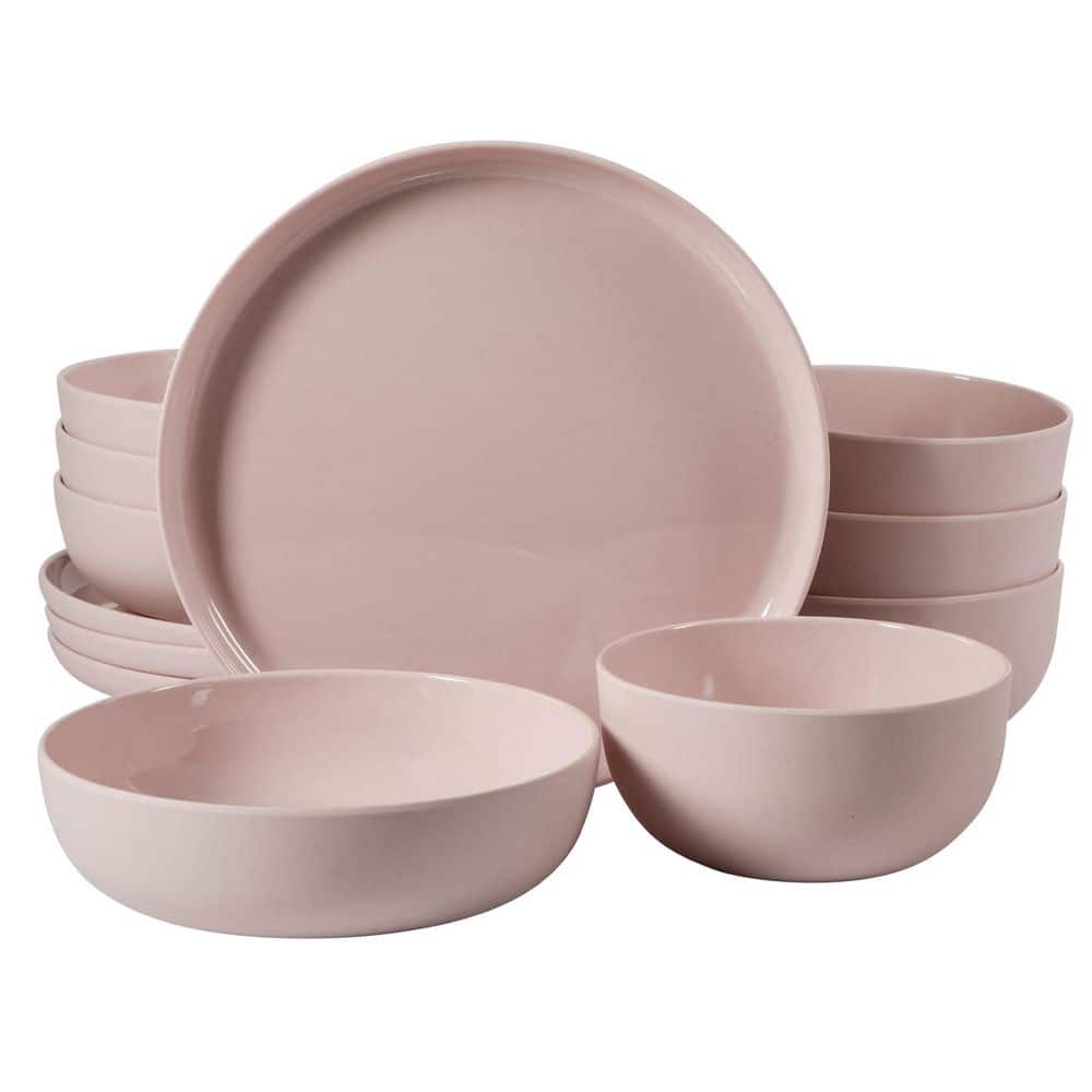 Gibson Home Candy Skies 12-Piece Wheat Straw Melamine Dinnerware Set in ...