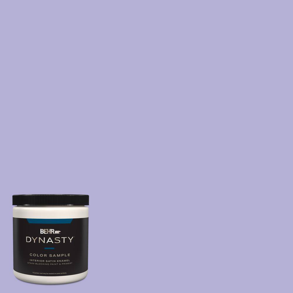 BEHR DYNASTY 8 oz. #630B-4 Freesia Purple Satin Enamel Stain-Blocking ...