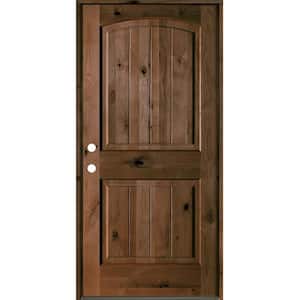 Krosswood Doors 30 in. x 80 in. Rustic Knotty Alder Top Arch V-Grooved ...