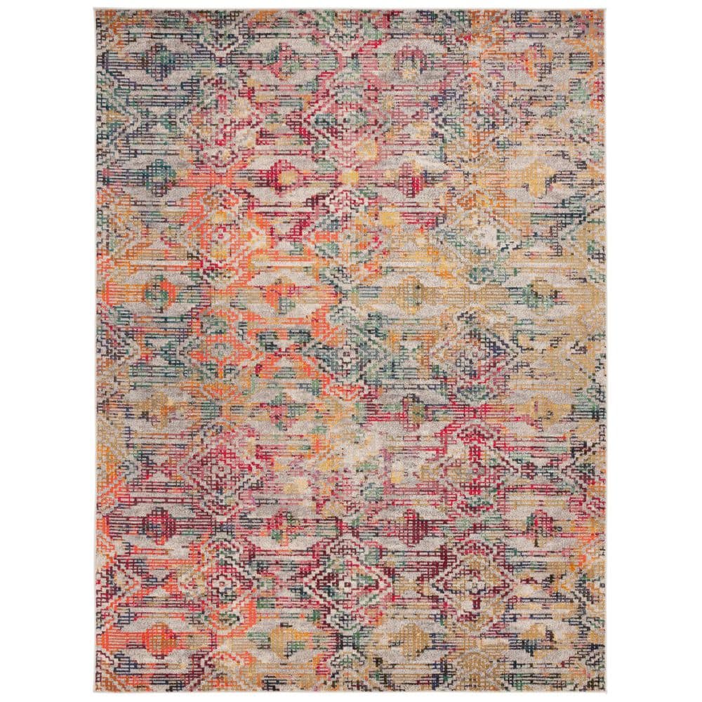 SAFAVIEH Monaco 9 ft. x 12 ft. Multi Distressed Geometric Area Rug ...