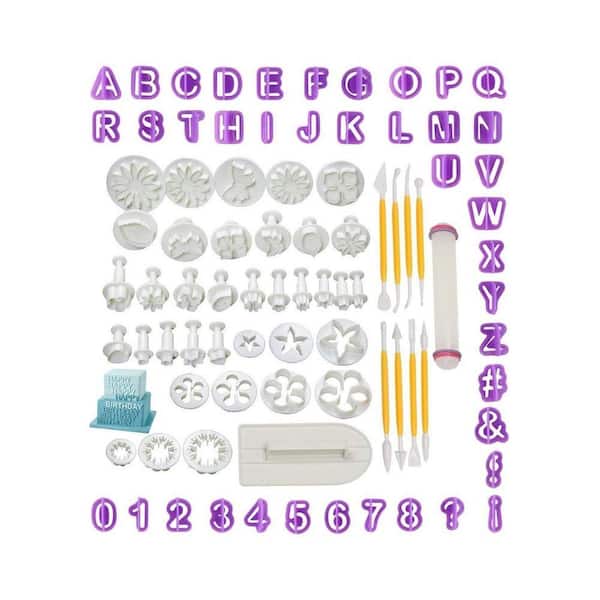 Fondant Cutters Set with 86-Piece Tools, Rolling Pin, Smoother ...
