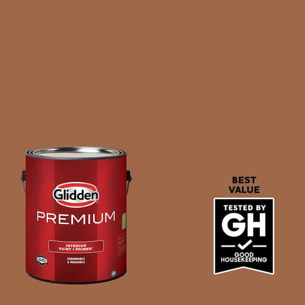 Glidden Premium 1 gal. PPG1069-6 Foxfire Brown Satin Interior Latex ...