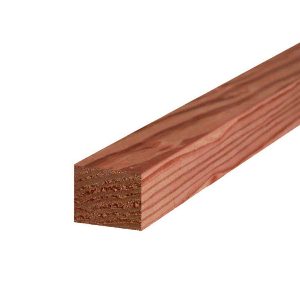 WeatherShield 2 in. x 2 in. x 8 ft. #1 Redwood-Tone Pressure-Treated ...