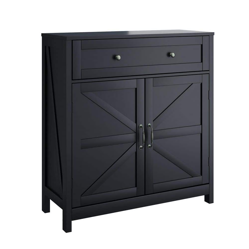 Clihome Farmhouse Black 32.5 in. H Storage Cabinet with Drawer and ...