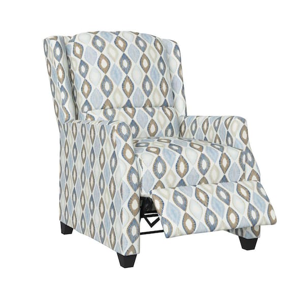 ProLounger Blue Multi Diamond Print Modern Wingback Pushback Recliner ...