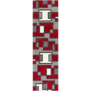 Well Woven Dulcet Bingo Red 2 ft. x 7 ft. Modern Geometric Runner Rug ...