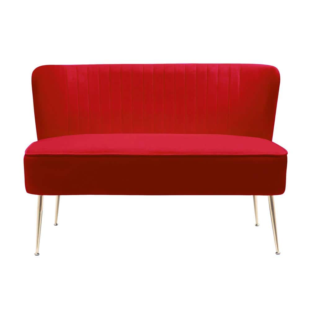 WESTINFURNITURE Farrah 46 in. Wide 2-Seater Velvet Upholstered Armless ...