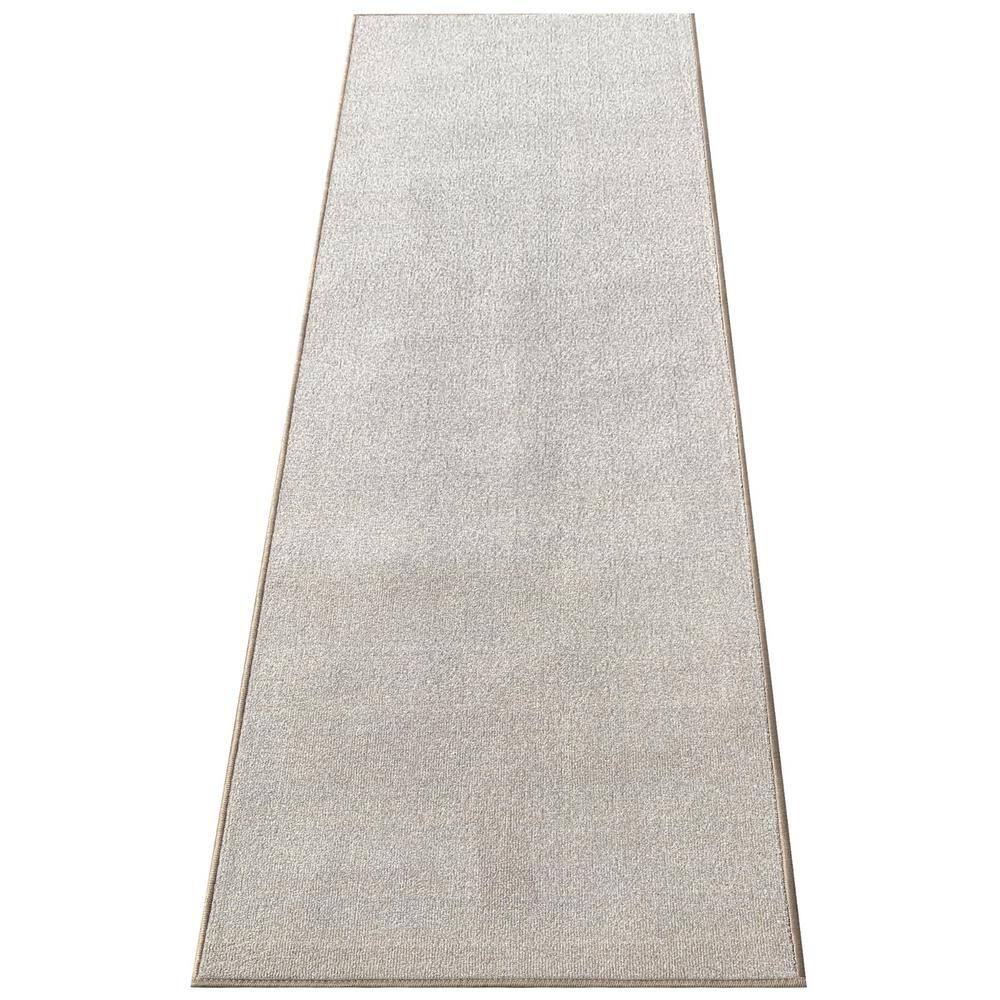 PLAYA RUG Solid Beige 26 in. W x 28 ft. L Runner Rug/Stair Runner 61.6 ...
