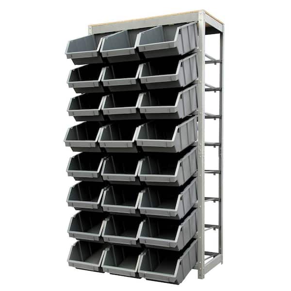 KING'S RACK Gray 8-Tier Botless Bin Storage System Garage Storage Rack ...
