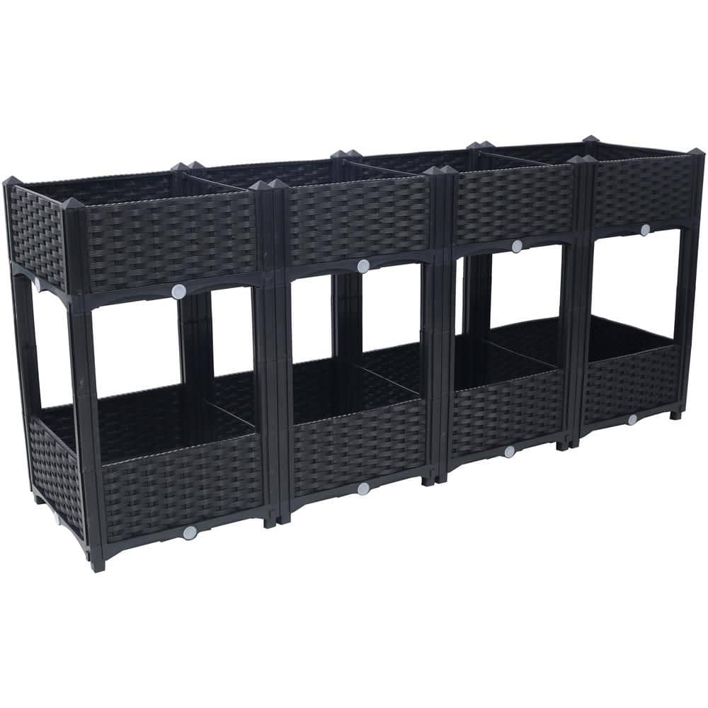 Elevated Garden Bed, 63 in. L x 15.7 in. W x 27.7 in. H Plastic Raised ...