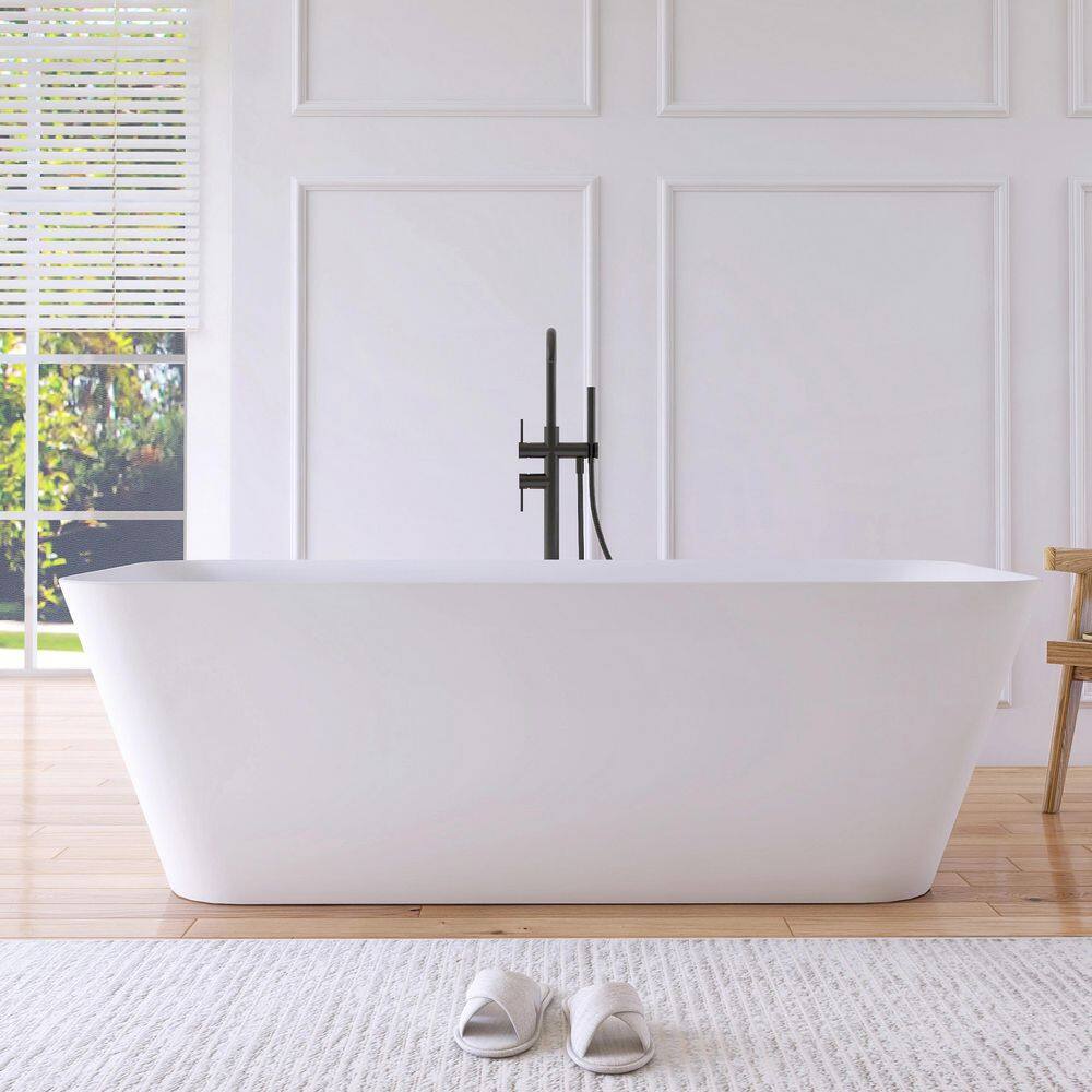 MEDUNJESS 67 in. x 29.5 in. Stone Resin Solid Surface Matte Flatbottom ...