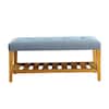 Acme Furniture Charla Blue and Oak Storage Bench 96684 - The Home Depot