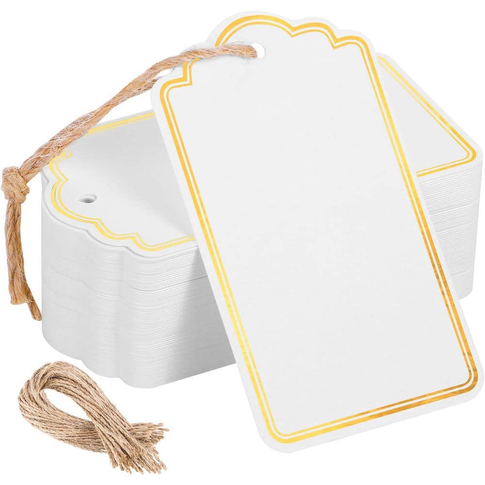 120 PCS White Gift Tags with String 3.5''×2'' Writable Blank Cardboard ...