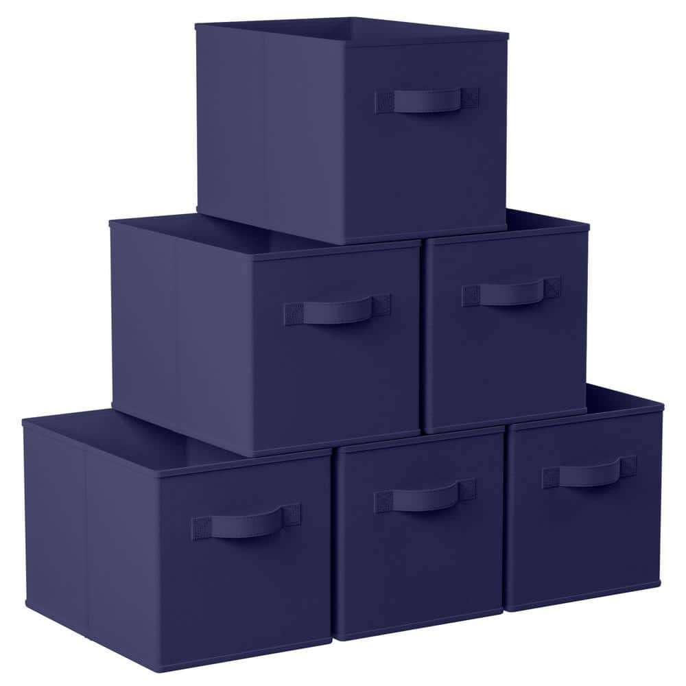 Ornavo Home 13 x 13 x 15 Navy Cube Storage Bin 6PK-BIN-13-15-13-NAVY ...