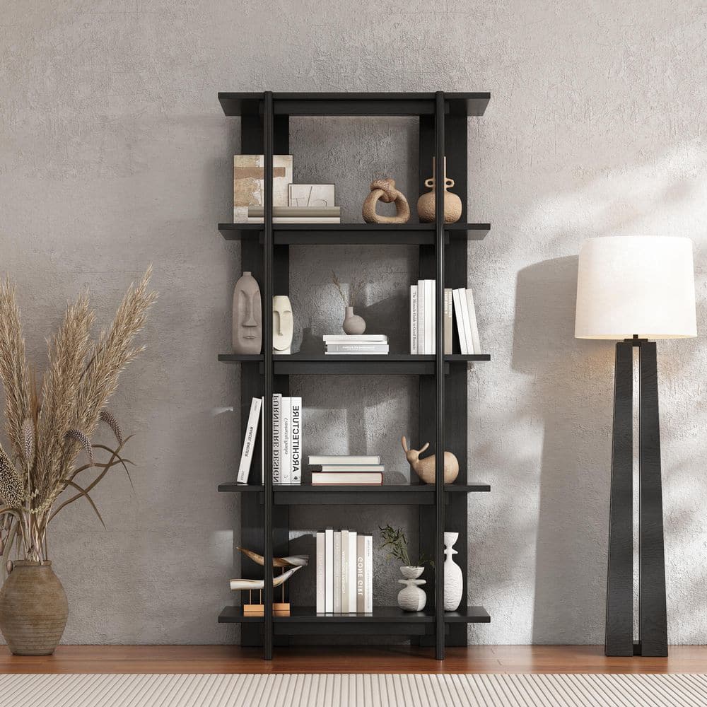 CHRISTOPHER KNIGHT HOME Olga 70.2 in. Tall Ebonized Finish Wood 4-Shelf ...