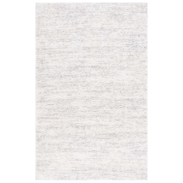 SAFAVIEH Berber Shag 2 ft. x 4 ft. Ivory/Light Gray Two-Toned Solid ...