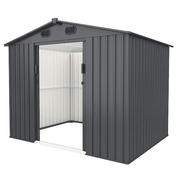 Blisstyle 8 ft. W x 6 ft. D Metal Shed with Double Door (48 sq. ft ...