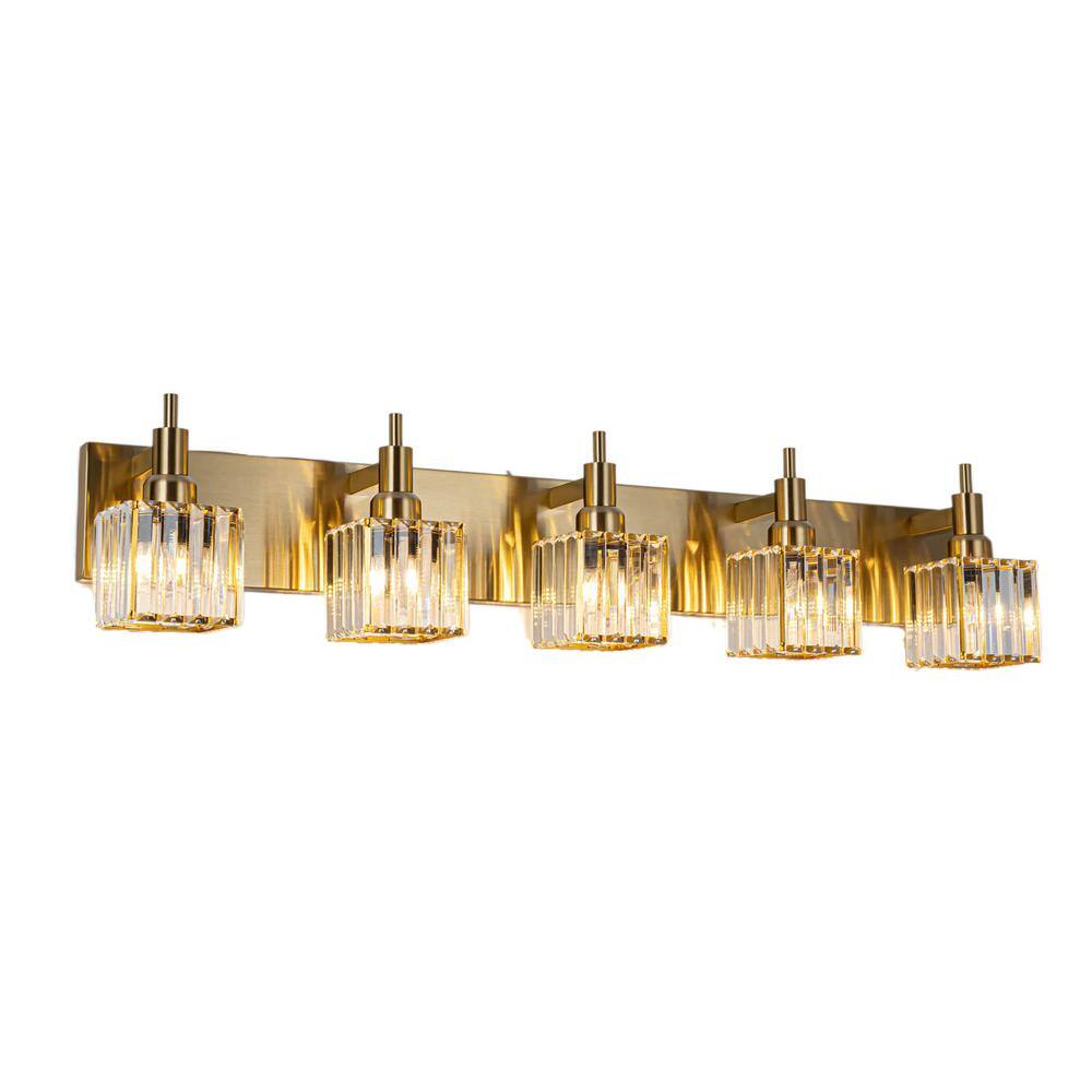 EDISLIVE Orillia 35.4 in. 5-Light Modern Gold Bathroom Vanity Light ...