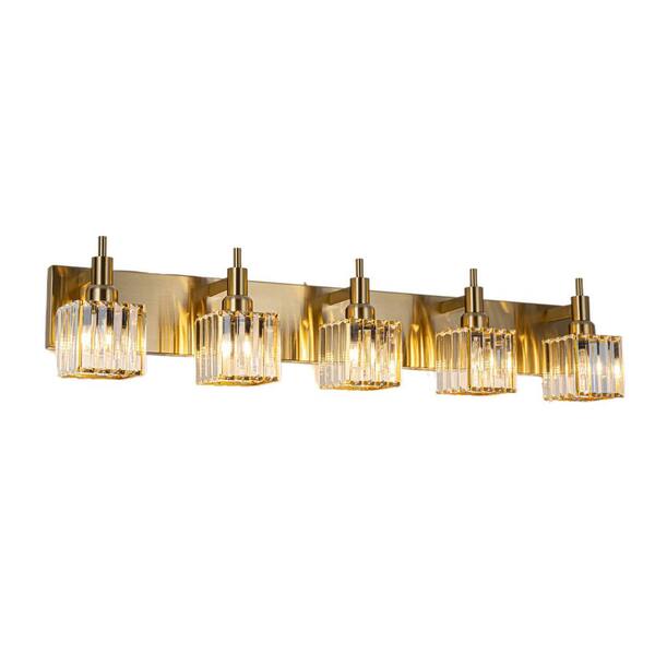 EDISLIVE Orillia 35.4 in. 5-Light Modern Gold Bathroom Vanity Light ...