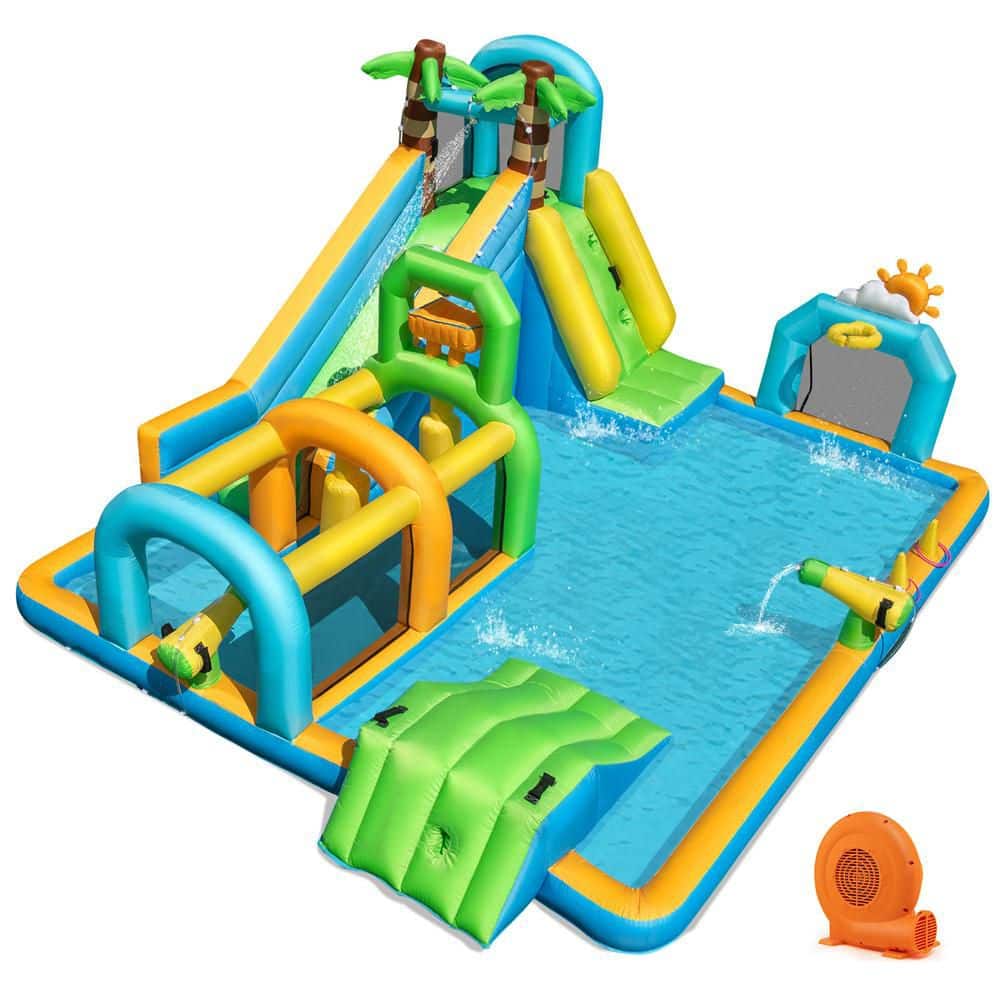 Costway Inflatable Water Park Bounce House with Climbing Wall ...