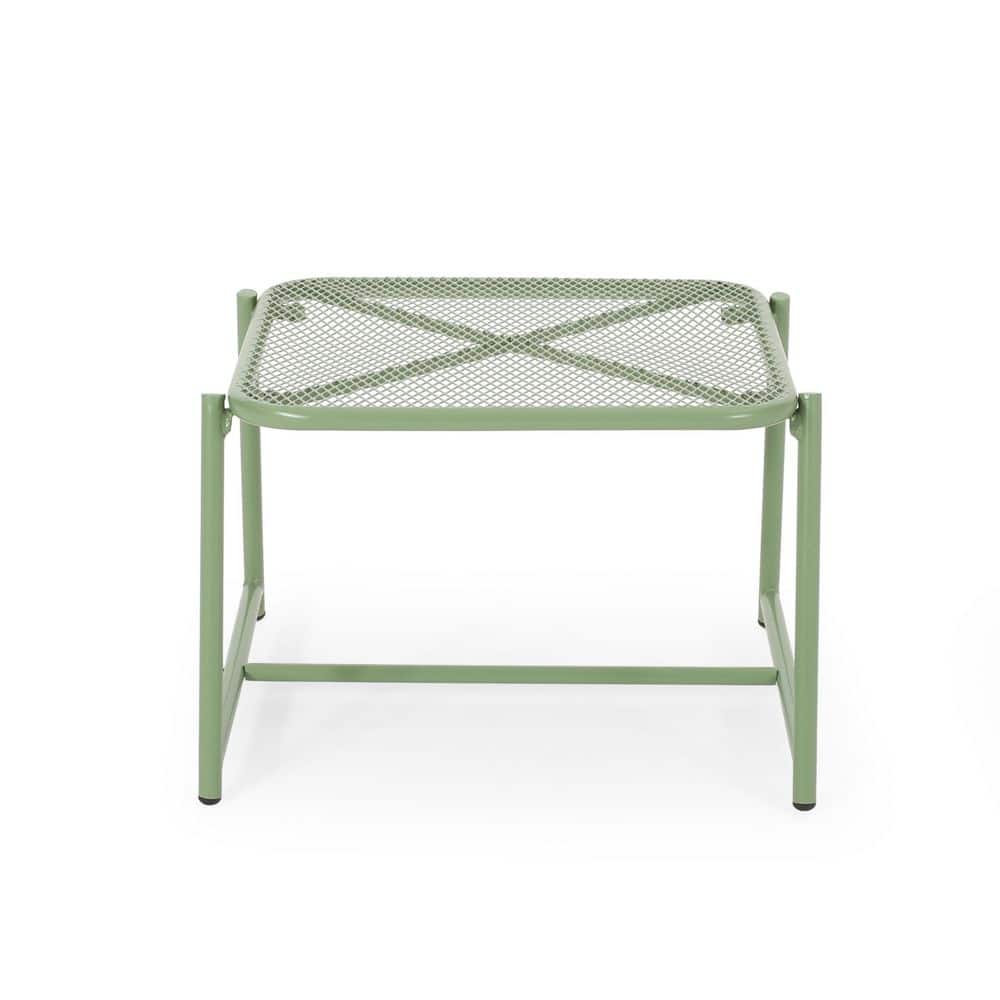 Green Modern Outdoor Side Table with Mesh Top-Powder-Coated Iron Frame ...