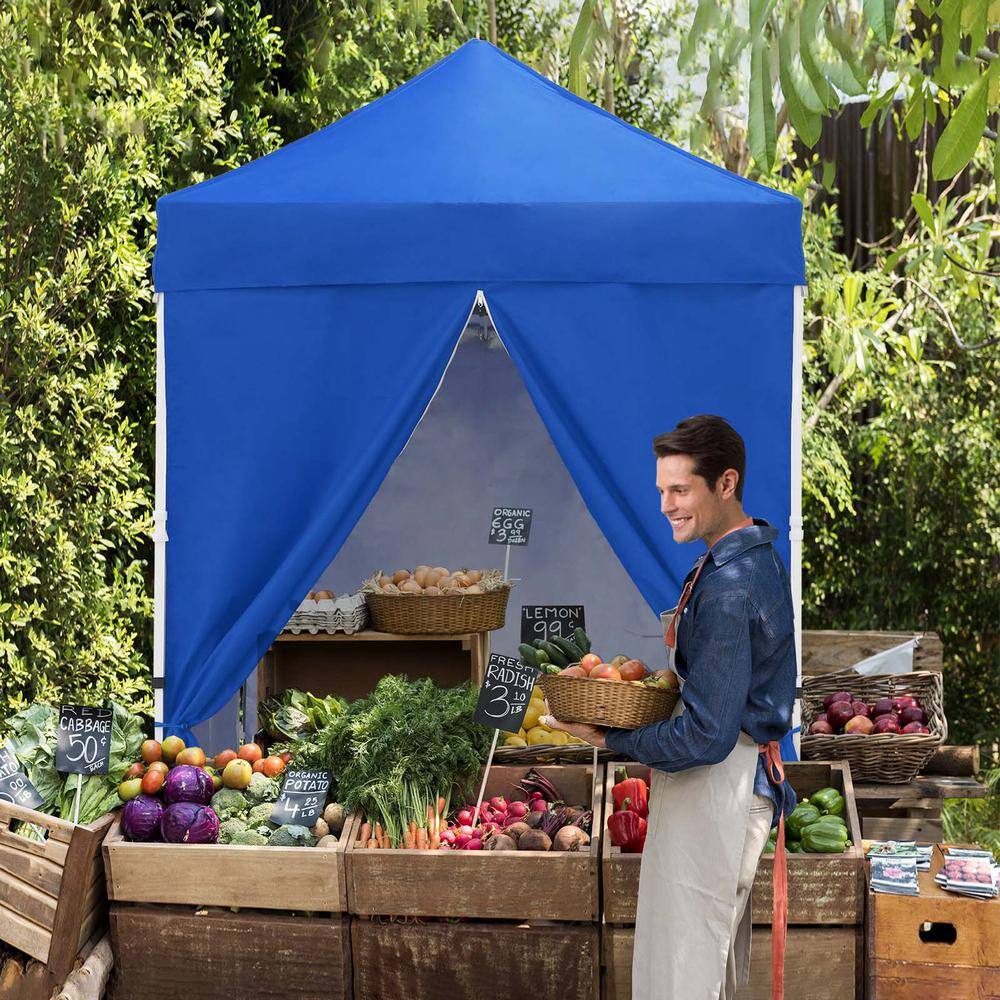 EAGLE PEAK 5 ft. x 5 ft. Pop-Up Canopy with 4-Side Wall Panels E25SW4 ...