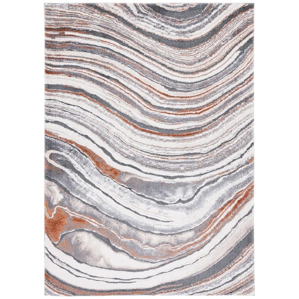 SAFAVIEH Cyrus Shag 3 ft. x 5 ft. Gray/Rust Foliated Marble Area Rug ...