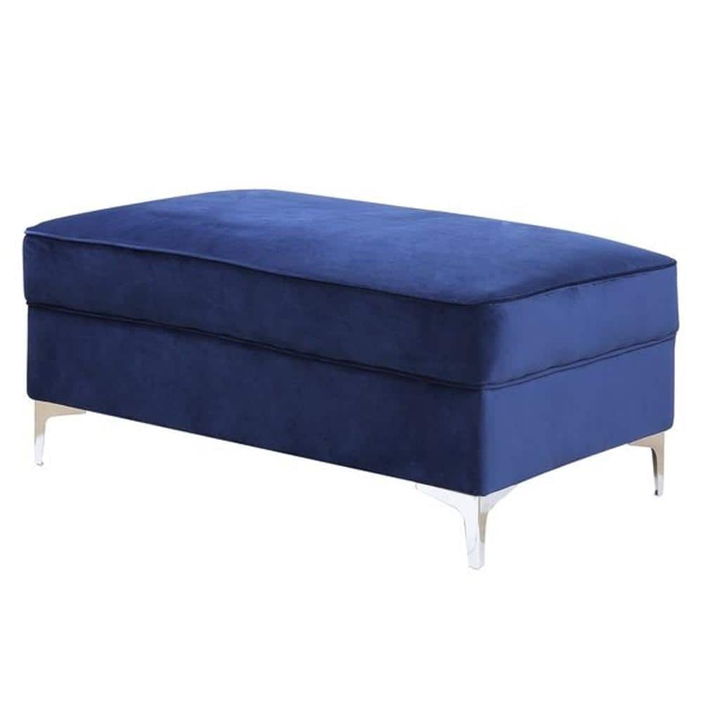 Benjara Blue Fabric Rectangle Accent Ottoman BM262214 - The Home Depot