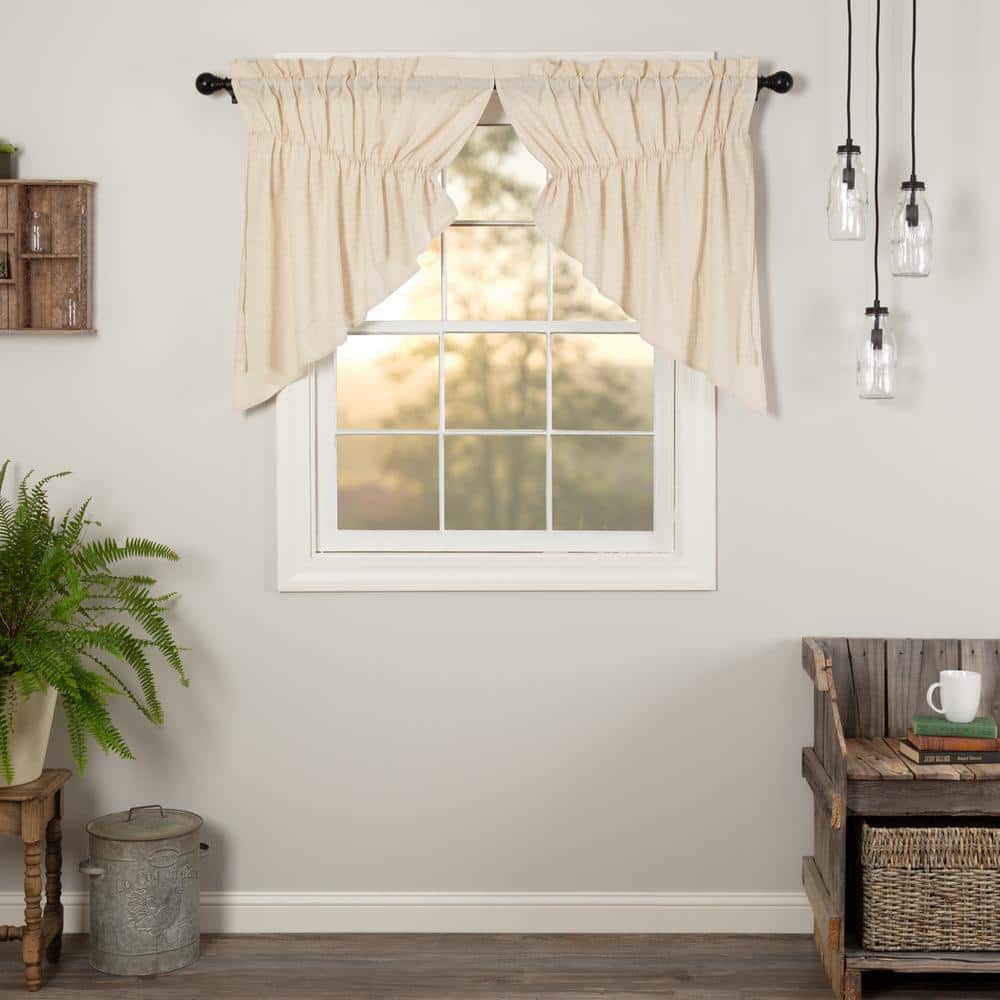 VHC BRANDS Simple Life Flax 36 in. L Cotton Prairie Swag Valance in ...