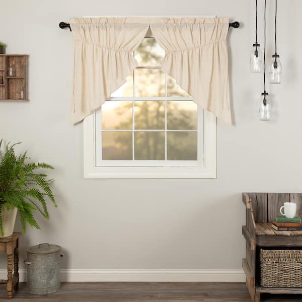 VHC BRANDS Simple Life Flax 36 in. L Cotton Prairie Swag Valance in ...