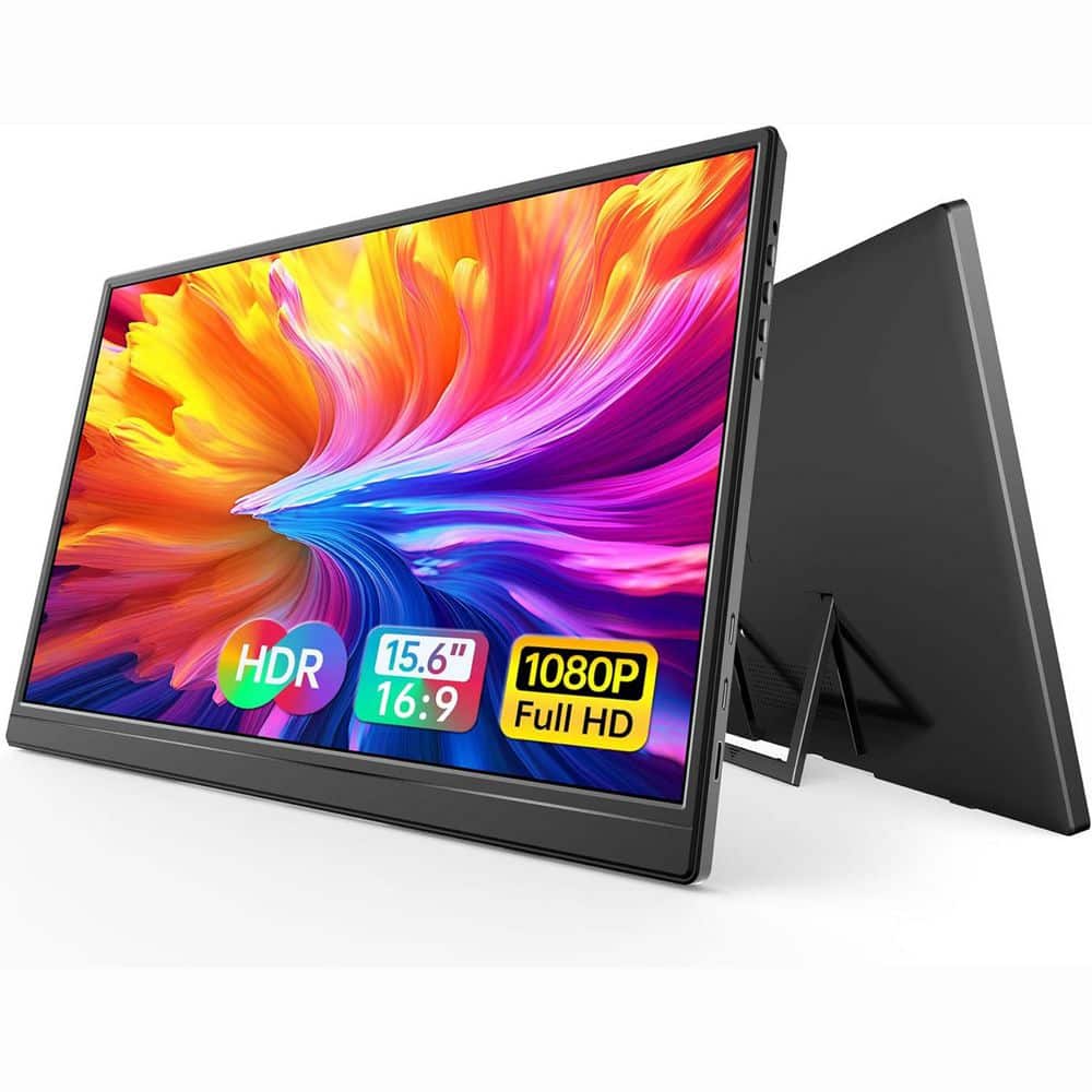 EKIEUDL 15.6 in. 1080P Portable Monitor USB-C HDMI Ultra Slim Travel ...