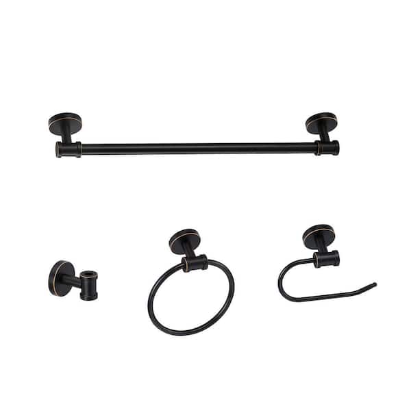WISBEAM 4-Piece Bath Hardware Set 20 in. with Mounting Hardware in Oil ...