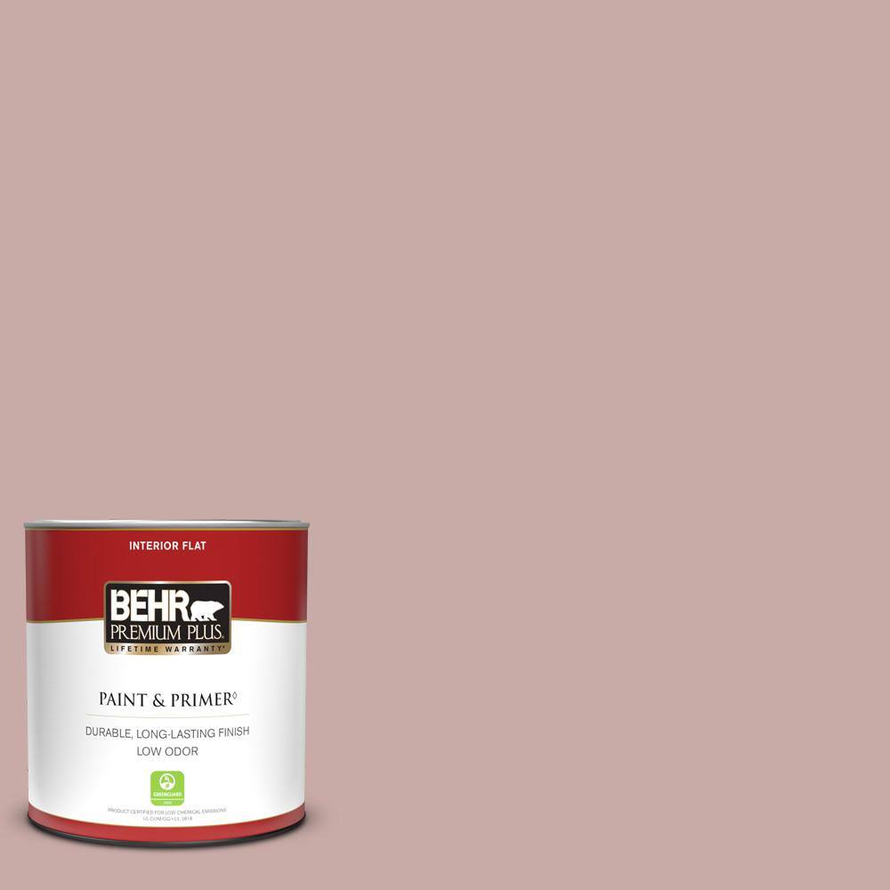 BEHR PREMIUM PLUS 1 qt. #130E-3 Rosy Tan Flat Low Odor Interior Paint ...