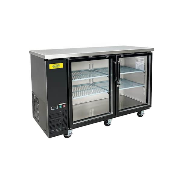 Elite Kitchen Supply 60.8 in. 15.8 cu. ft. 2 Glass Door Bar Cooler Case ...