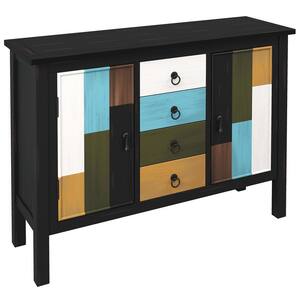 Multi-Colored Board Cabinet with 4-Drawers and 2-Large Cabinets S ...