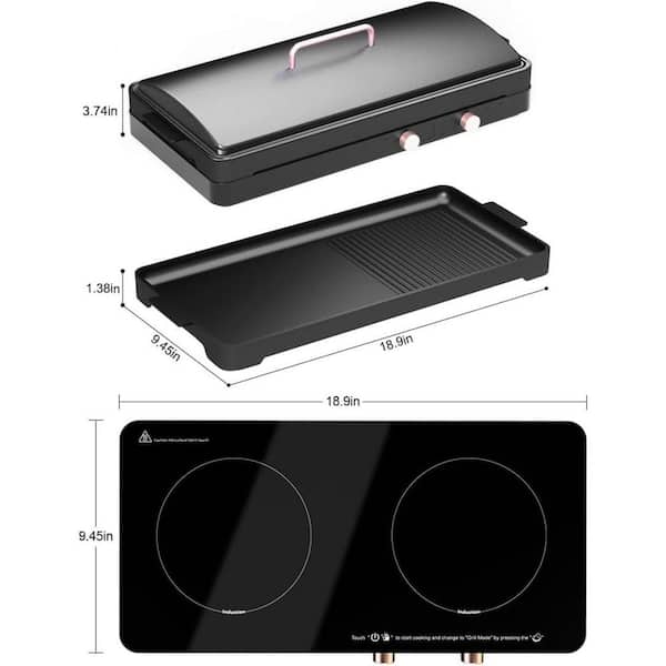AOPSPS Black, Grill Carts Electric Griddle and Induction Cooktop Black ...
