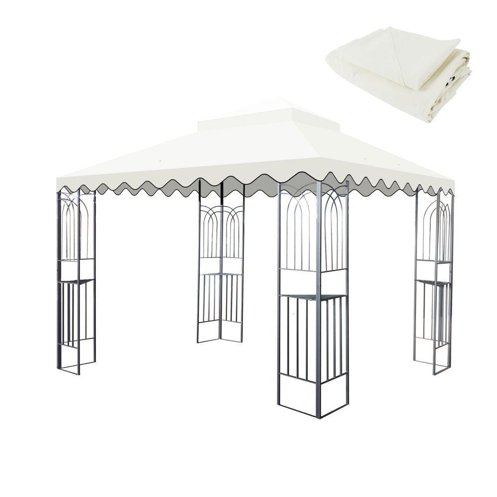 Otryad 10 x 10 ft. Beige Polyester Patio Gazebo Replacement Canopy, 2 ...
